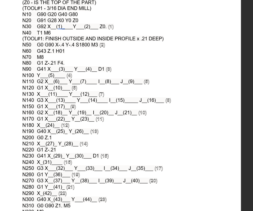 CNC Tool and Operations Sheet | Chegg.com