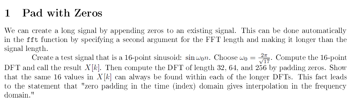 1 Pad with Zeros We can create a long signal by | Chegg.com