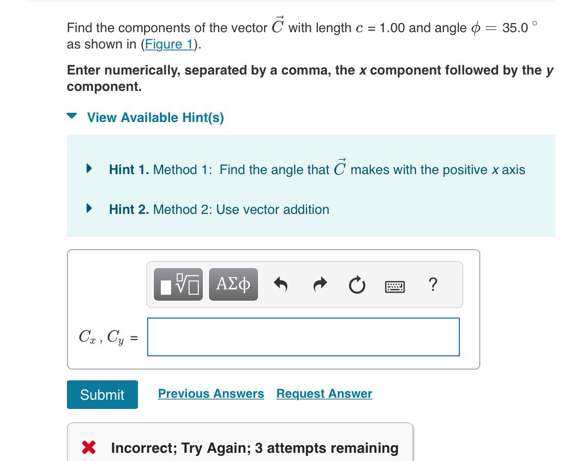 Solved Find the components of the vector C with length | Chegg.com