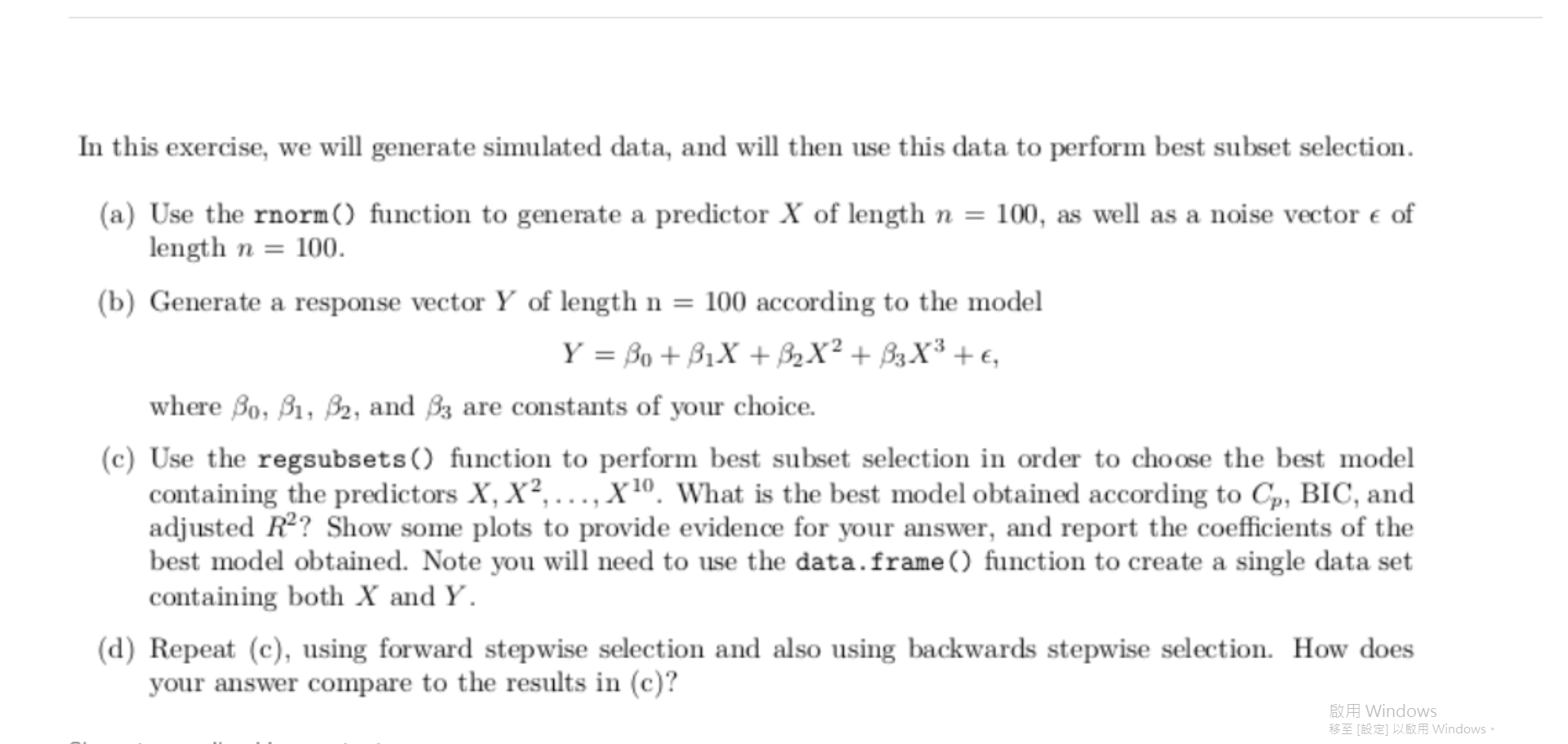 In this exercise, we will generate simulated data, | Chegg.com