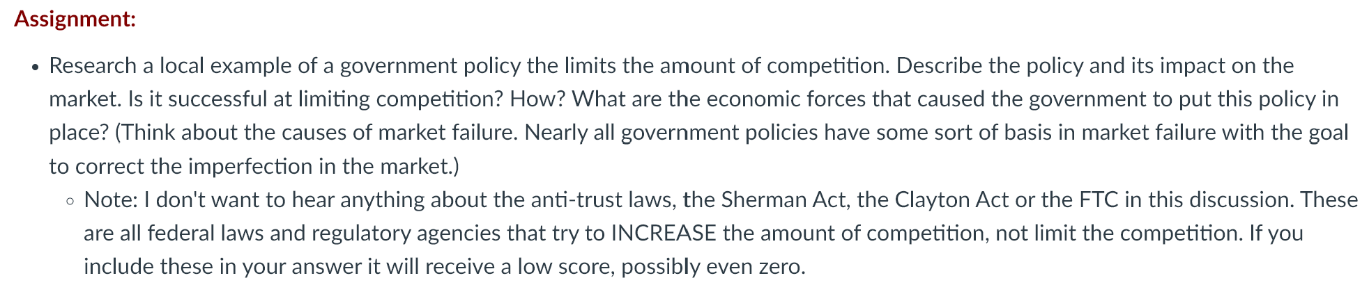 Solved - Research a local example of a government policy the | Chegg.com