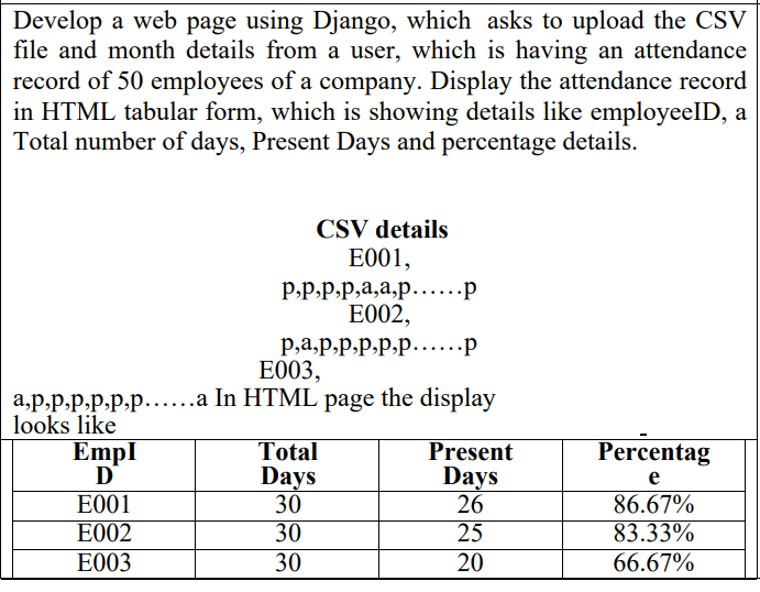 Solved Develop a web page using Django, which asks to upload | Chegg.com