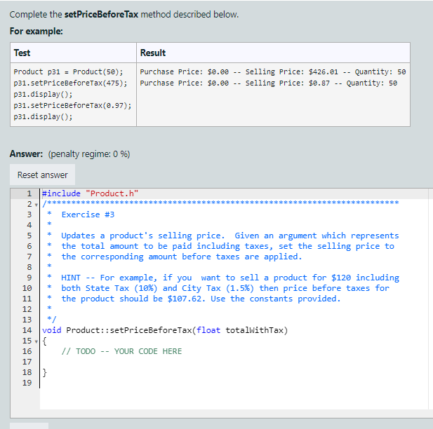 Solved Product class Exercise #3: | Chegg.com