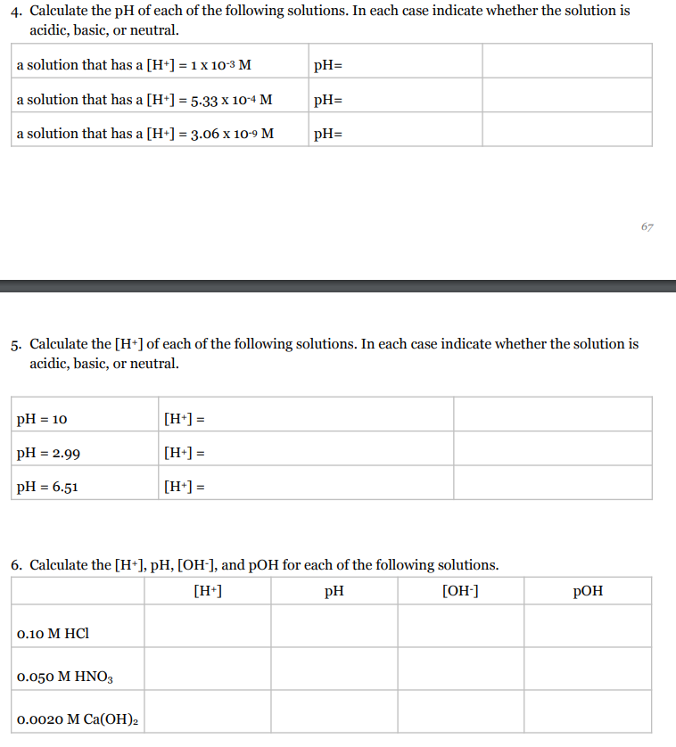 Solved 4. Calculate the pH of each of the following | Chegg.com