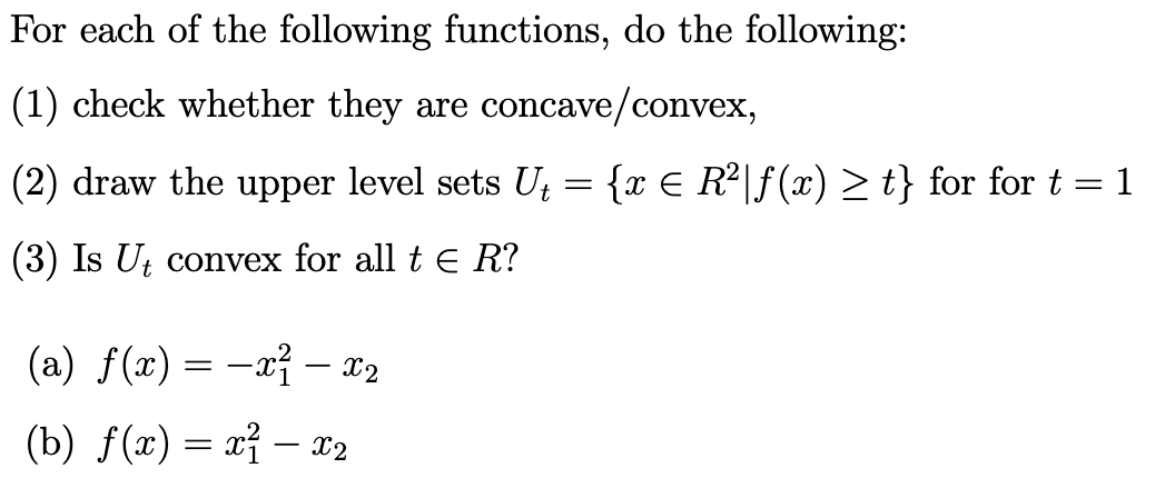 Solved For each of the following functions, do the | Chegg.com