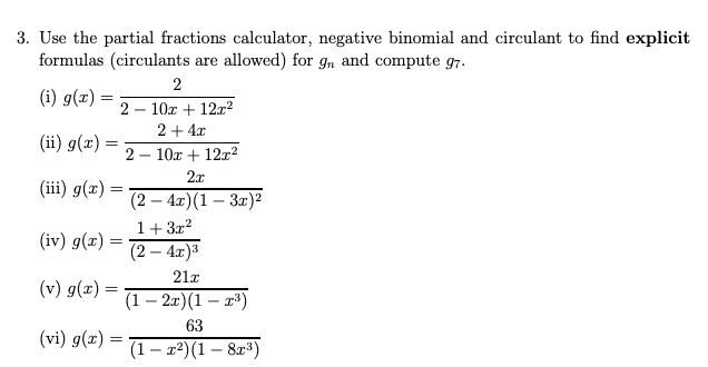 Solved 3. Use the partial fractions calculator, negative | Chegg.com
