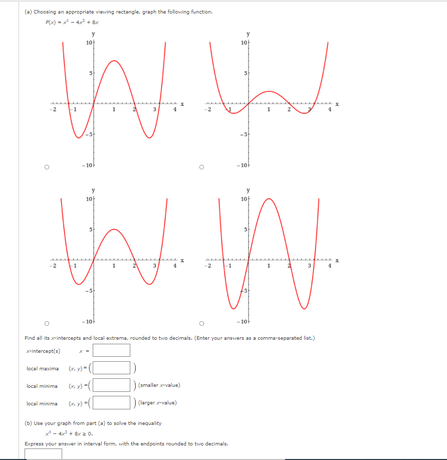 Solved (a) Choosing an appropriate viewing rectangle, graph | Chegg.com