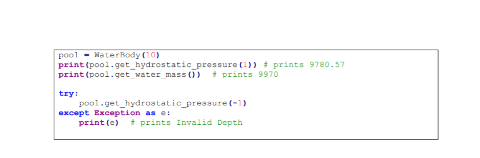 Solved Create an exception class InvalidDepthError. Define a | Chegg.com