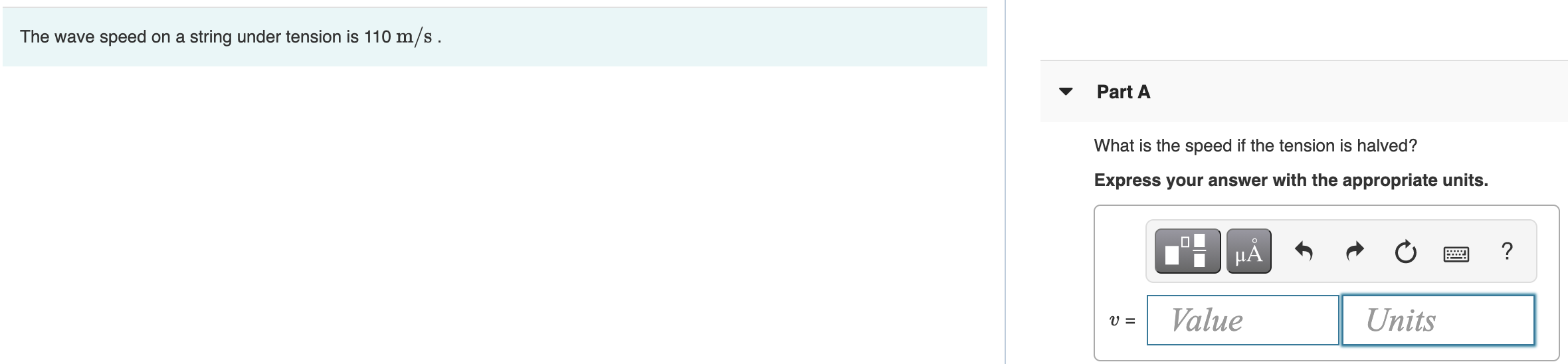 Solved The wave speed on a string under tension is 110 m/s. | Chegg.com