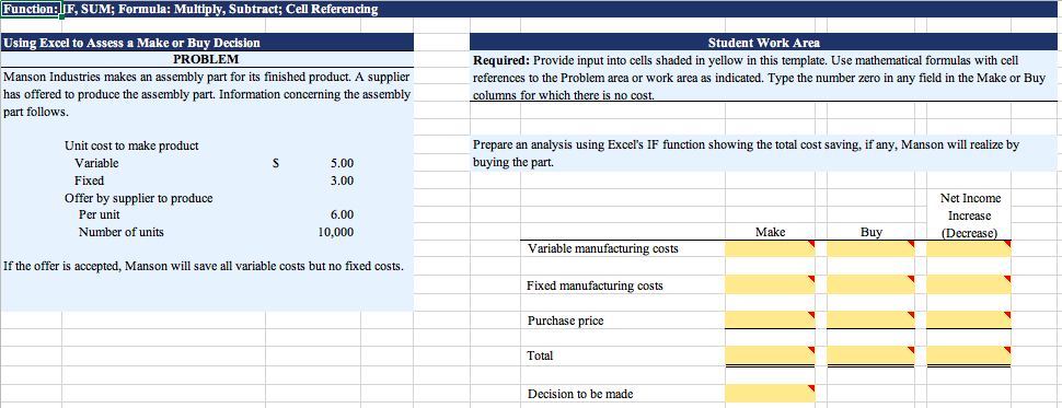 Solved Function: JF, SUM; Formula: Multiply, Subtract; Cell | Chegg.com