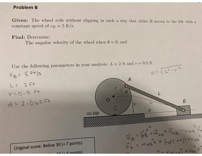 Solved Problem B Given: The wheel rolls without slipping in | Chegg.com