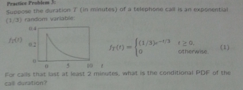 Solved Practice Problem 3: Suppose the duration T (in | Chegg.com