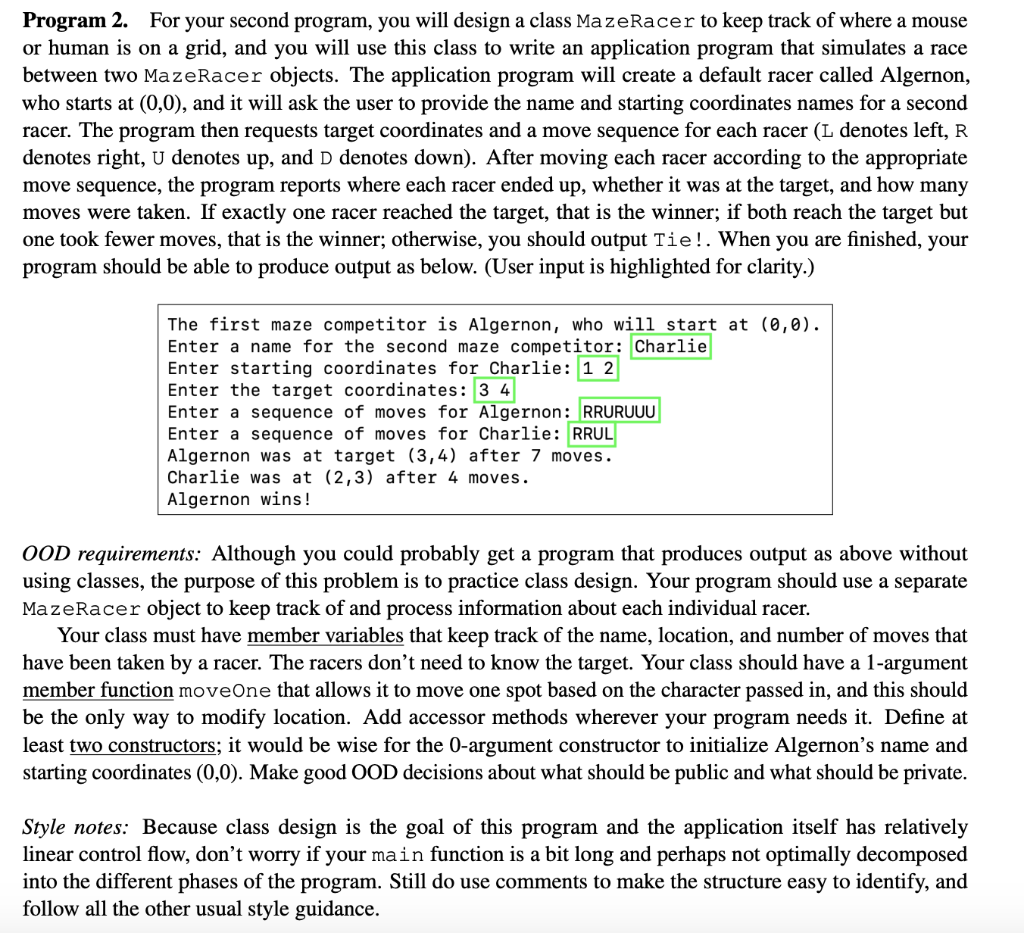 Solved Program 2. For your second program, you will design a | Chegg.com Solved Program 2. For your second program, you will design a | Chegg.com