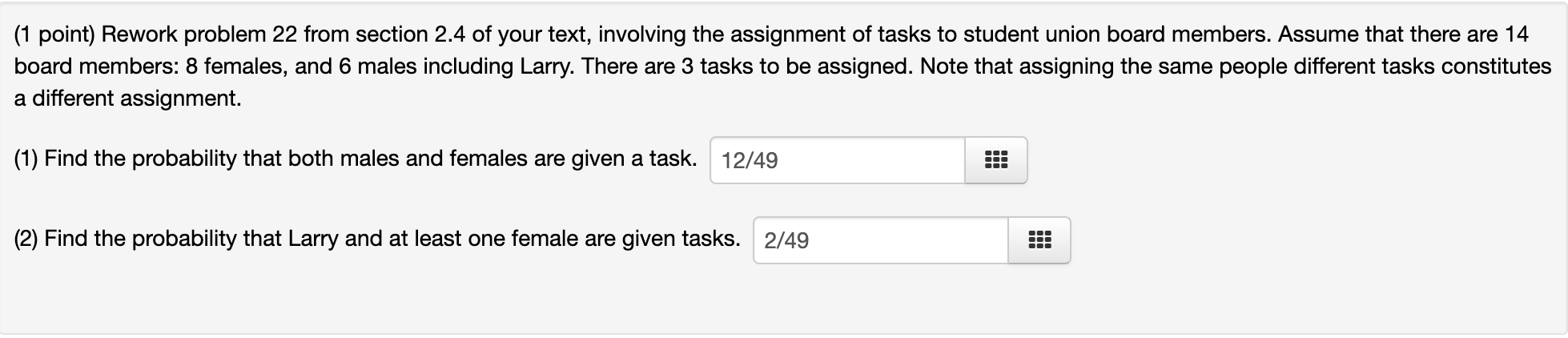 Solved (1 point) Rework problem 22 from section 2.4 of your | Chegg.com