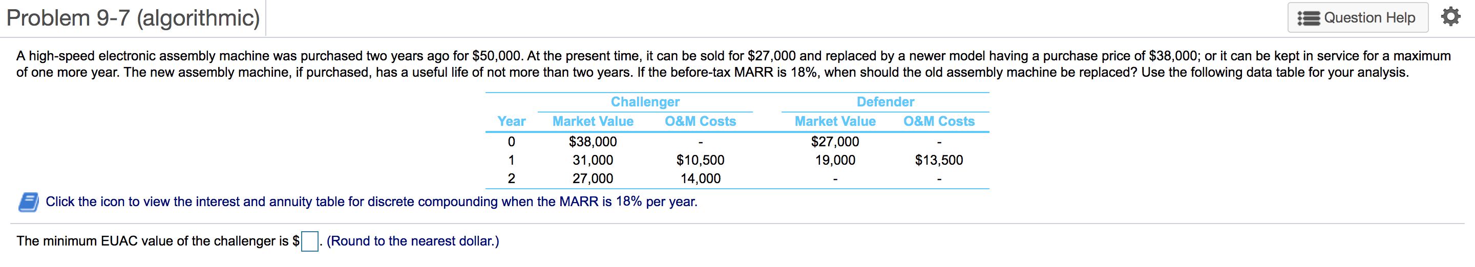 Solved Problem 9-7 (algorithmic) Question Help A high-speed | Chegg.com