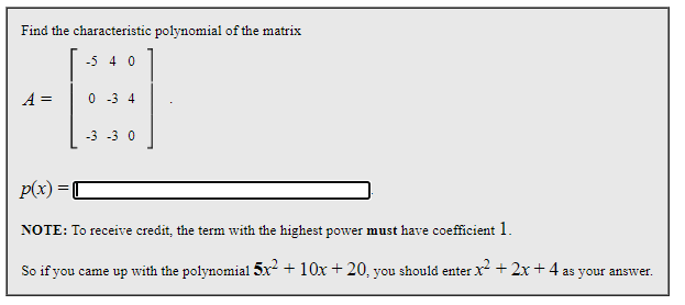 Solved Find the characteristic polynomial of the | Chegg.com