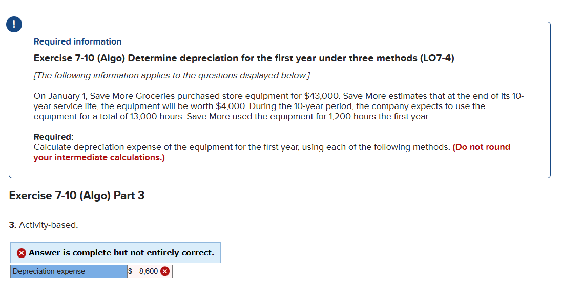 Solved Required information Exercise 7-10 (Algo) Determine | Chegg.com