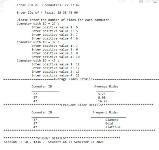 Solved Problem Write a C program to keep track of ride | Chegg.com