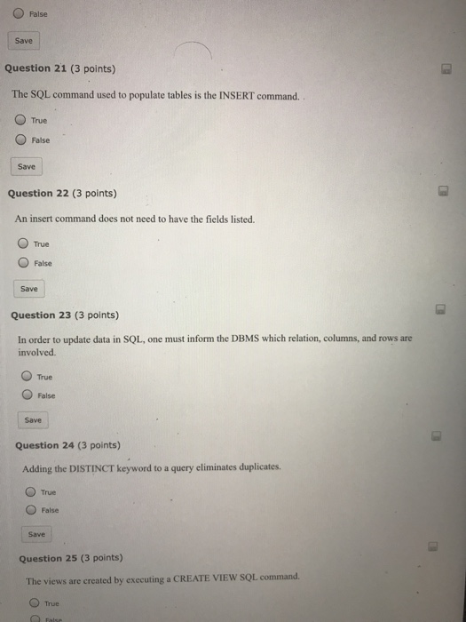 Solved The Sql Command Used To Populate Tables Is The Insert