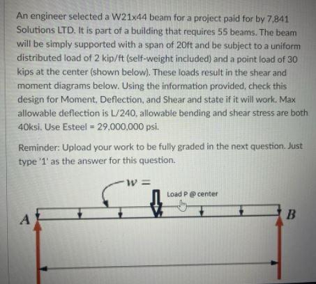 Solved An engineer selected a W21x44 beam for a project paid | Chegg.com