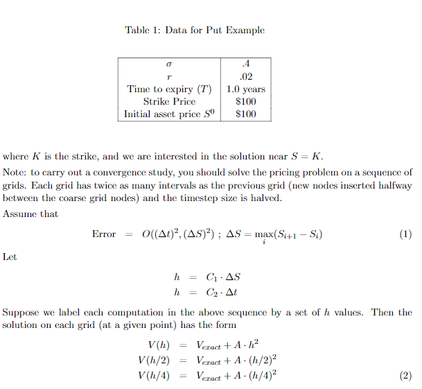 c). Show a convergence table, with a series of grids. | Chegg.com