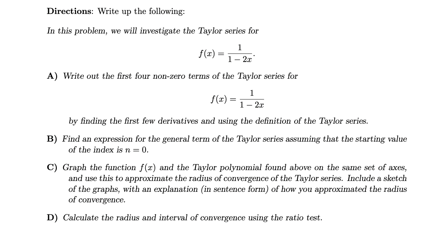 Solved Directions: Write up the following: In this problem, | Chegg.com