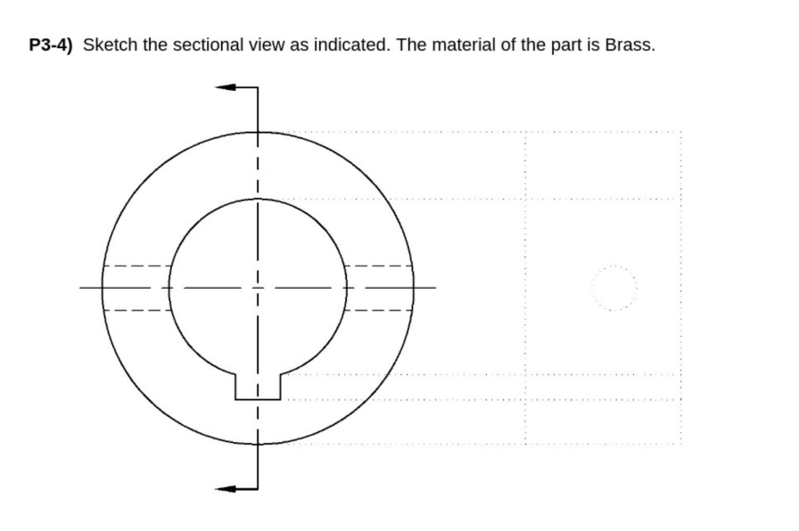 Solved P3-4) Sketch the sectional view as indicated. The | Chegg.com