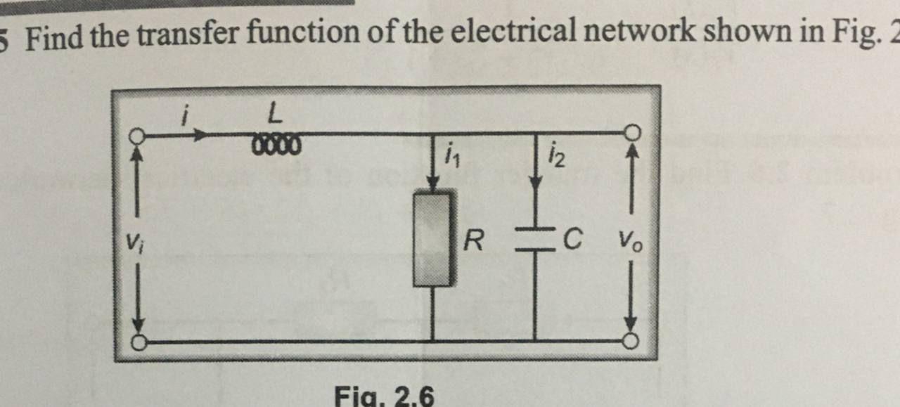 Solved 5 Find the transfer function of the electrical | Chegg.com