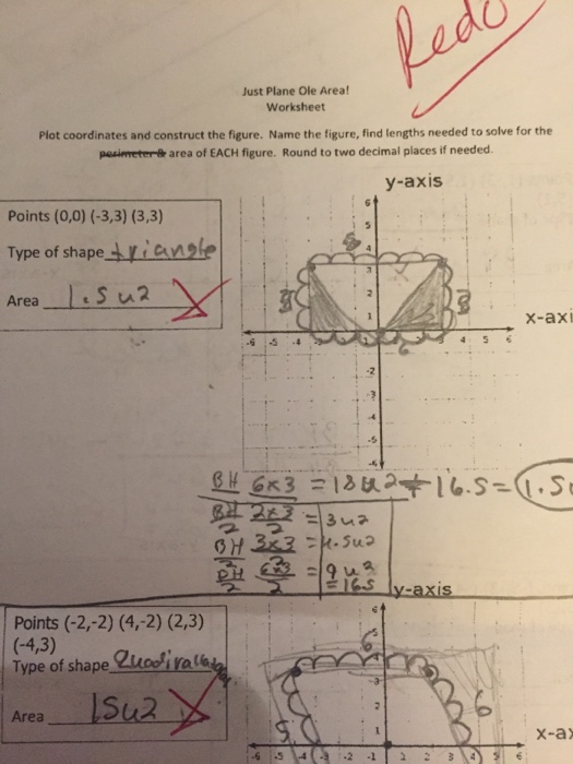Solved Just Plane Ole Area! Worksheet Plot coordinates and | Chegg.com