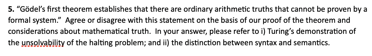 5. "Gödel's first theorem establishes that there are | Chegg.com