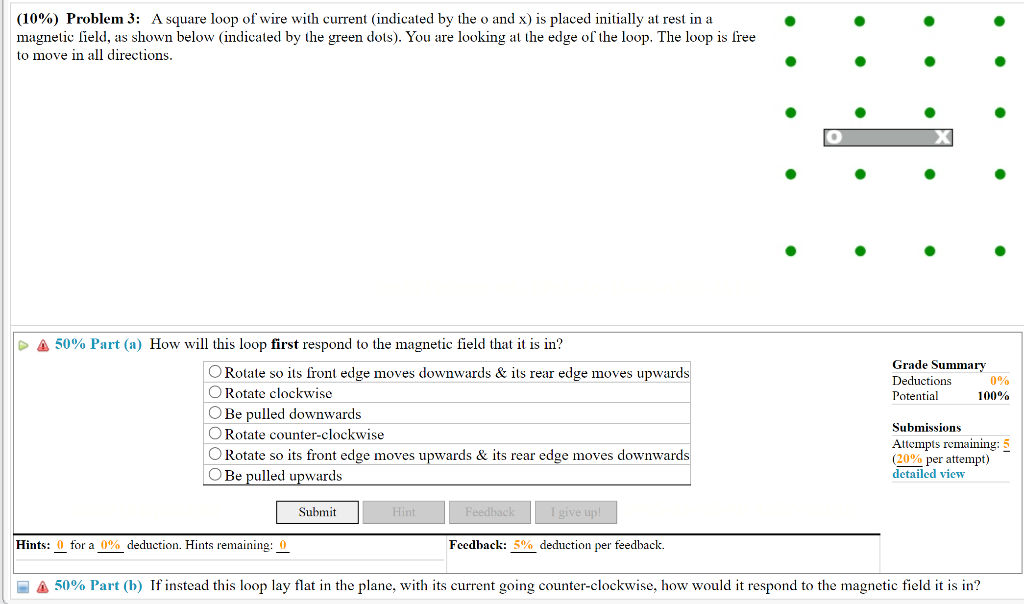 Solved (10\%) Problem 3: A square loop of wire with current | Chegg.com