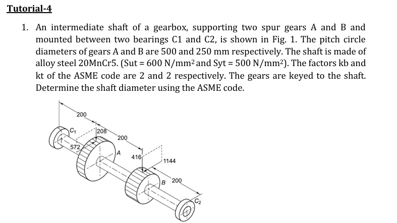 Solved Tutorial-4An ﻿intermediate shaft of ﻿a gearbox, | Chegg.com