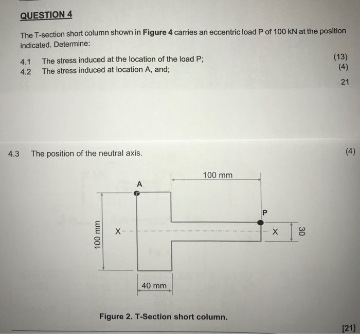 Solved QUESTION 4 The T-section short column shown in Figure | Chegg.com