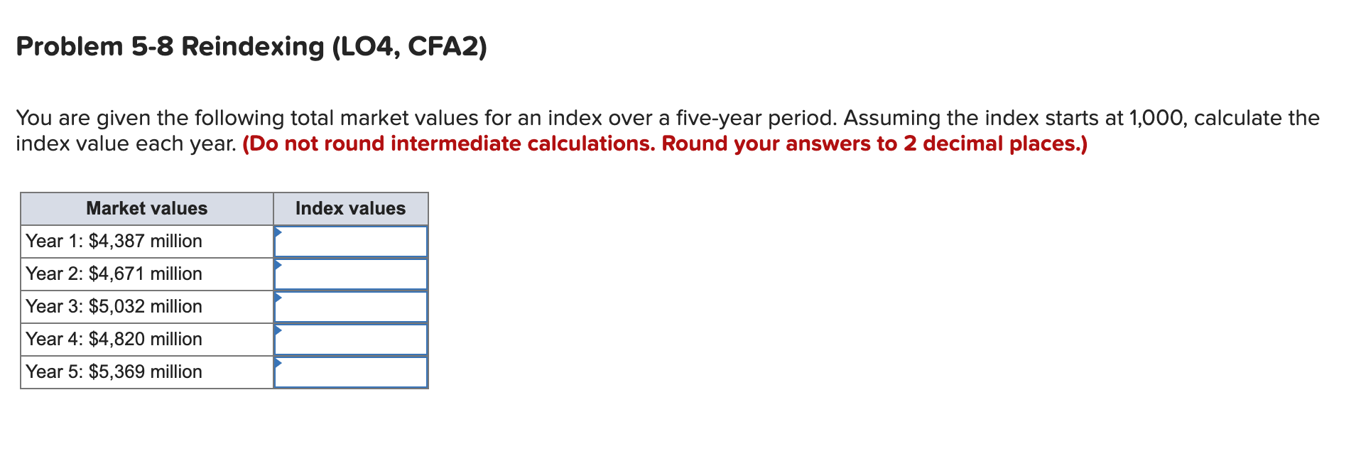 Solved Problem 5-8 Reindexing (LO4, CFA2) You are given the | Chegg.com