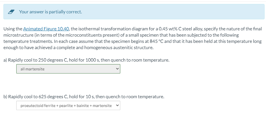 Solved Your answer is partially correct. Using the Animated | Chegg.com