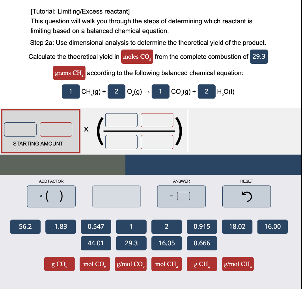 Solved [Tutorial: Limiting/Excess reactant] This question | Chegg.com