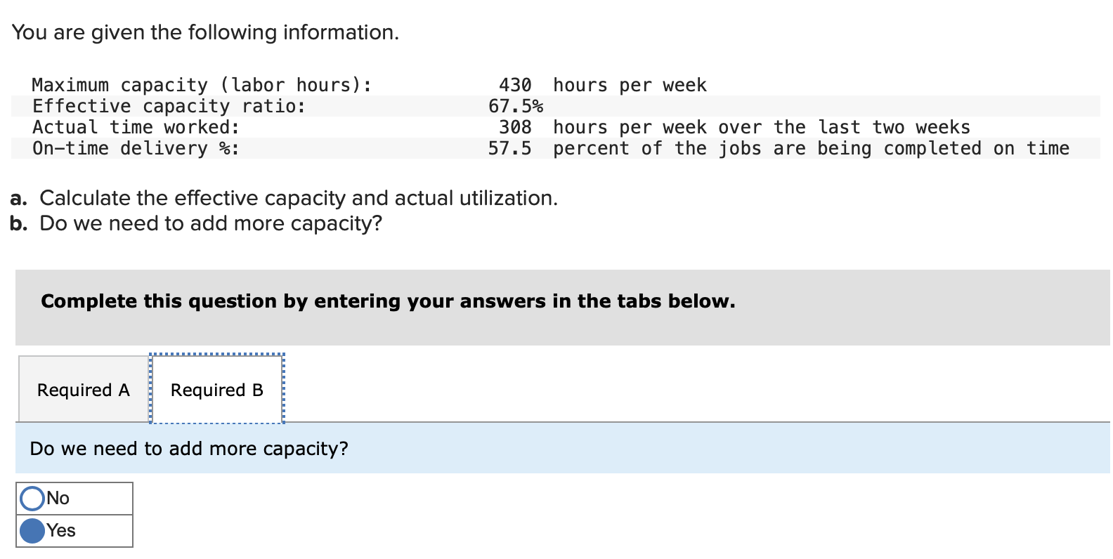 Solved a. Calculate the effective capacity and actual | Chegg.com