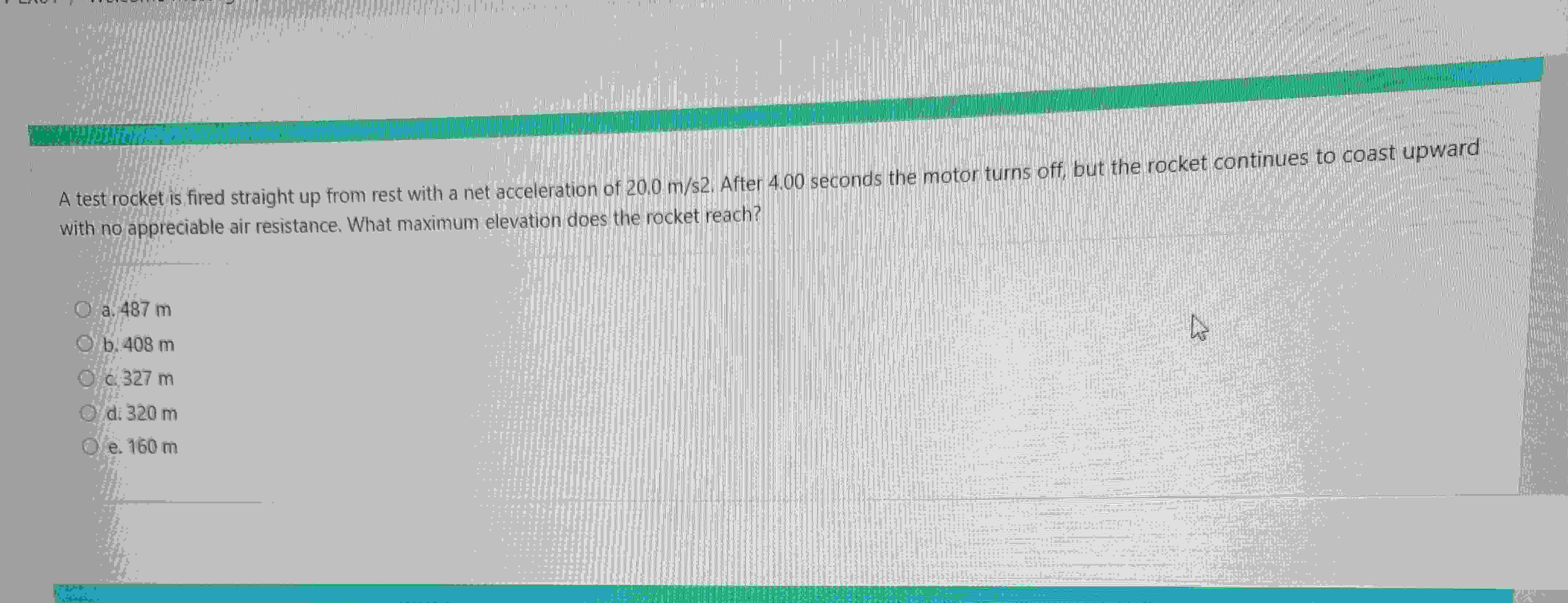 Solved A test rocket is fired straight up from rest with a | Chegg.com
