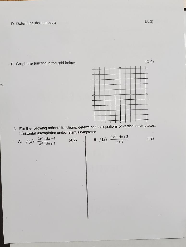 Solved 2. For the function given below: f(x)=x3−7x−6x2−1 A. | Chegg.com