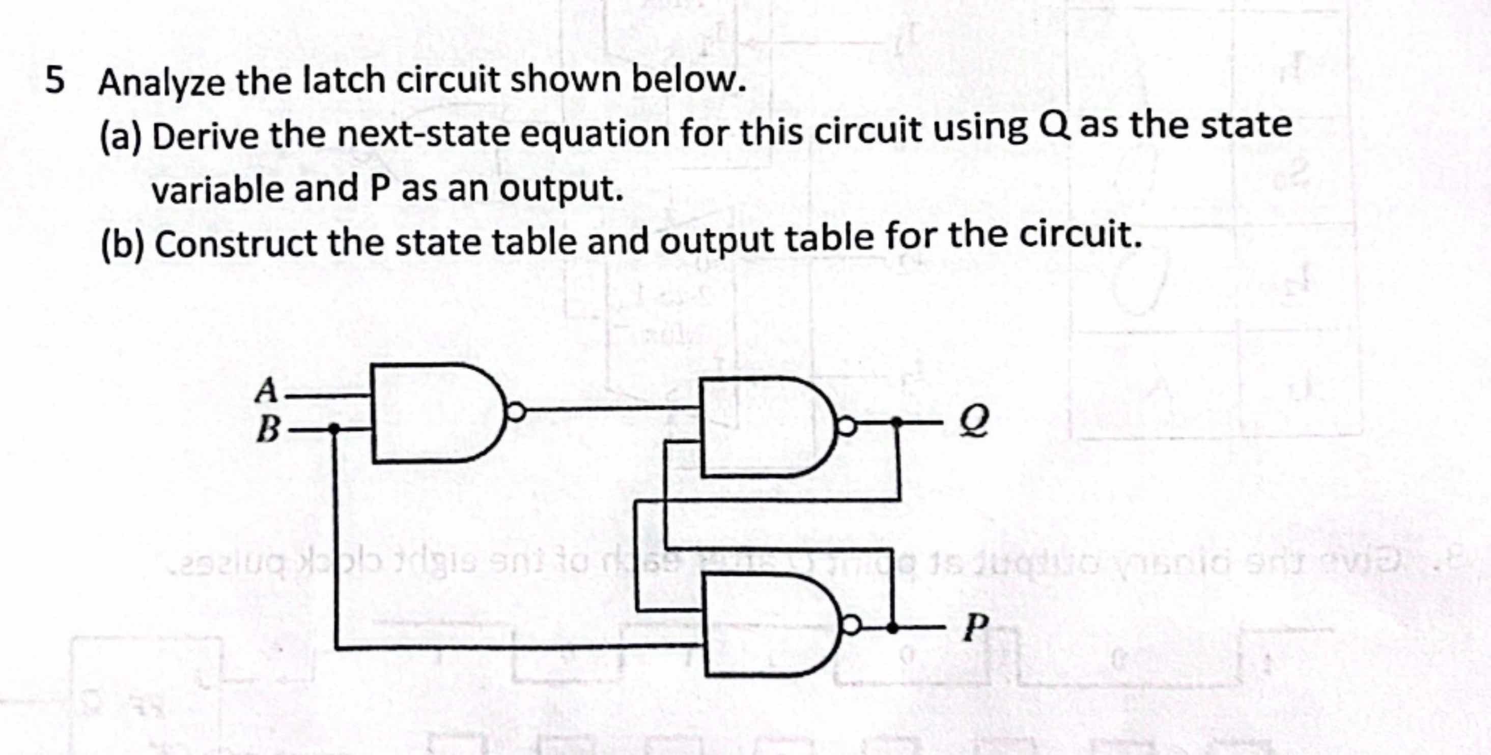 5 ﻿Analyze the latch circuit shown below.(a) ﻿Derive | Chegg.com