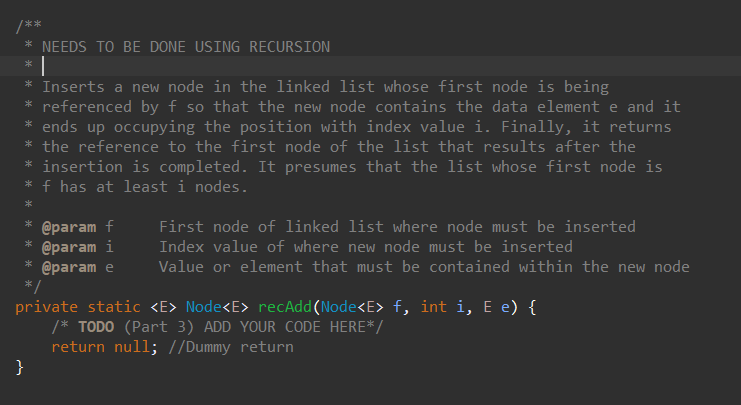 Solved * /** * NEEDS TO BE DONE USING RECURSION | * Inserts | Chegg.com
