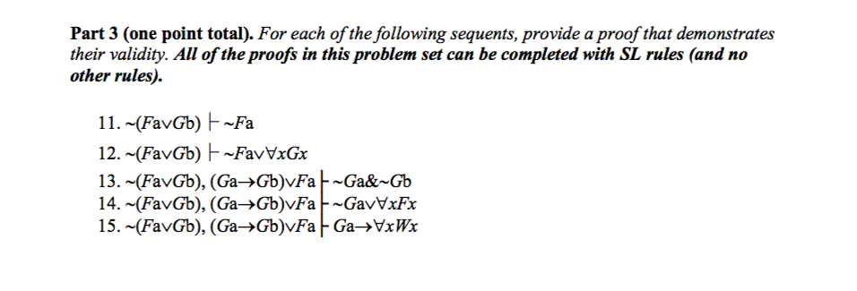 Solved Part 3 (one point total). For each of the following | Chegg.com