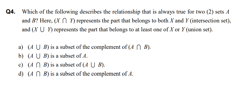 Solved Q4. Which of the following describes the relationship | Chegg.com