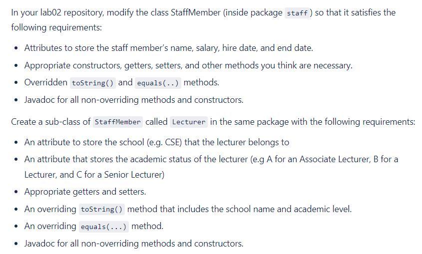 Solved In your lab02 repository, modify the class | Chegg.com