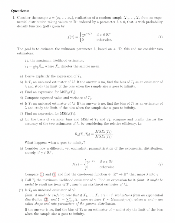 Solved Questions: 1. Consider the sample s = (21, ..., Un), | Chegg.com