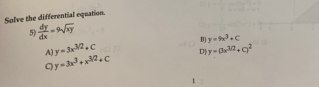Solved Solve the differential equation. ах A)y-3x324C | Chegg.com