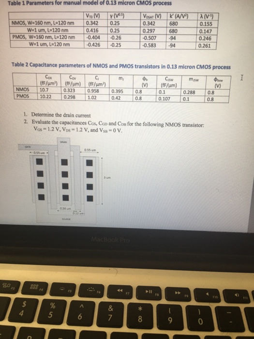 Solved Parameters for manual model of 0.13 micron CMOS | Chegg.com