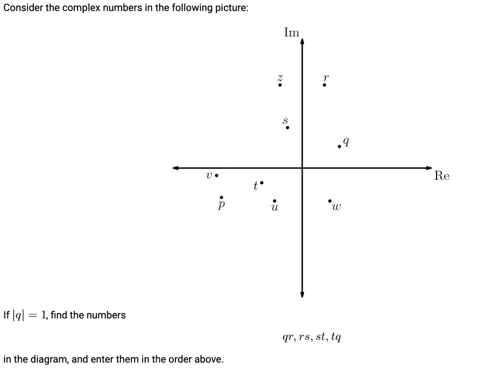 Solved Consider the complex numbers in the following | Chegg.com
