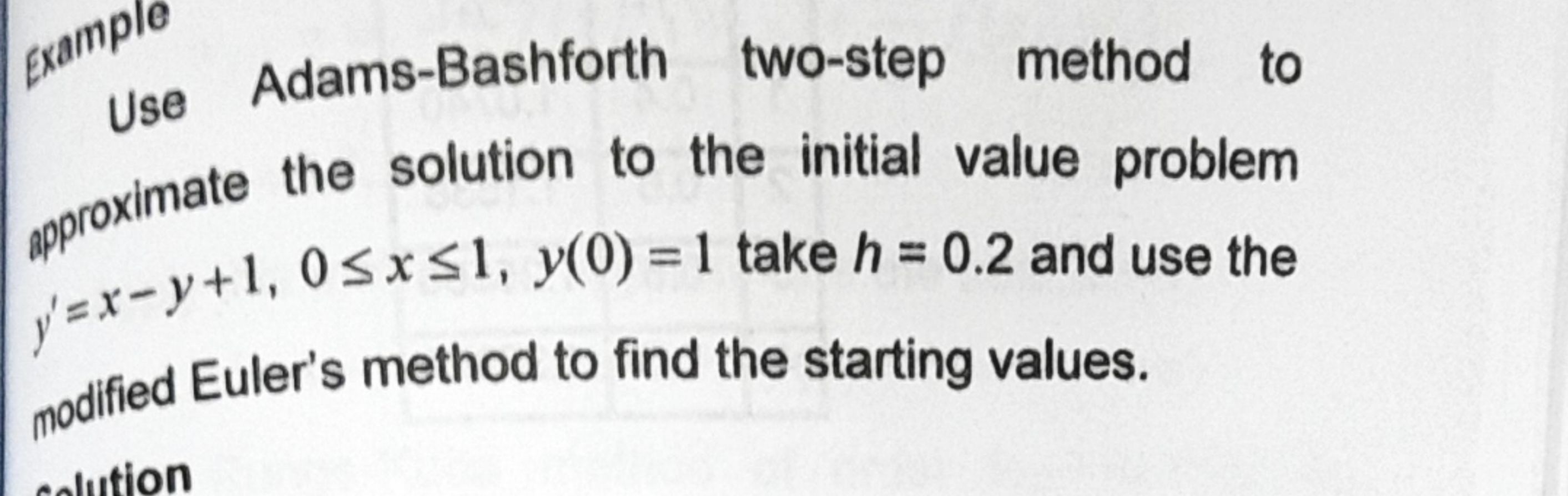 Solved Exampleuse Adams Bashforth Two Step Method 