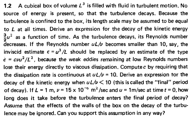 Solved 1.2 A cubical box of volume L3 is filled with fluid | Chegg.com